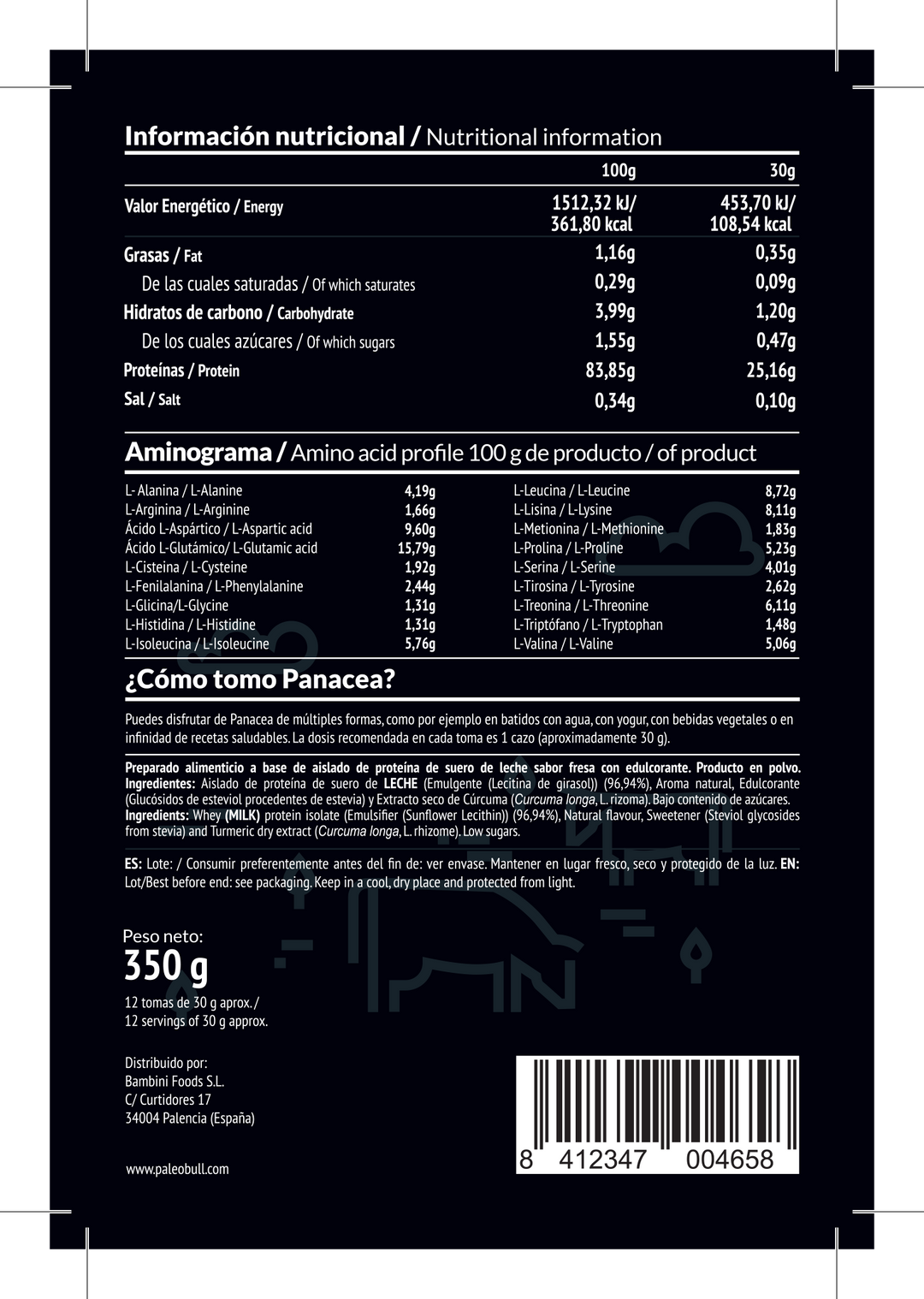 Panacea: Aislado de Proteína de Suero Sabor Fresa – Paleobull